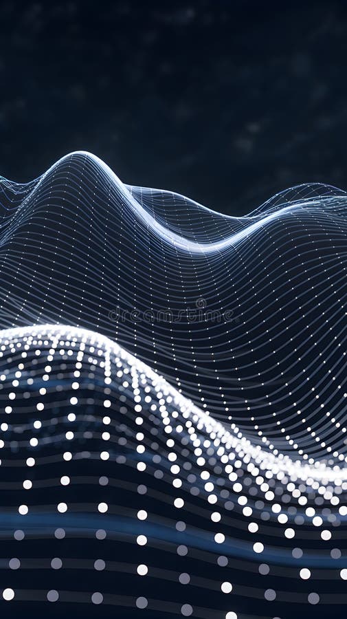 Wavy Mesh of Glowing Points Flows Against a Dark Backdrop, Suggesting ...