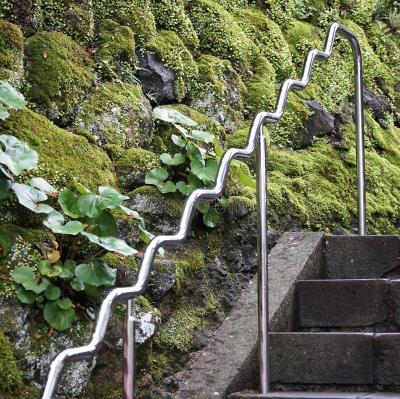 Wavy metal pipe railing stock image. Image of grass - 289812451