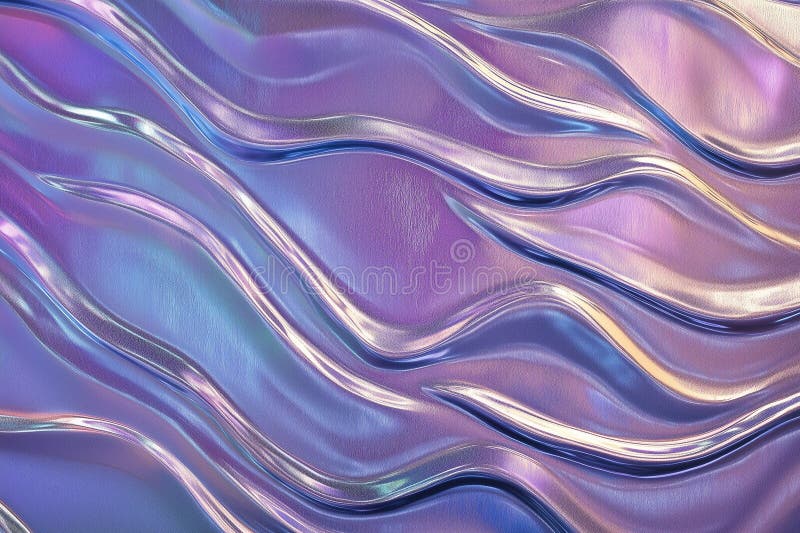 Iridescent Wavy Metallic Texture with Futuristic Glow Stock ...