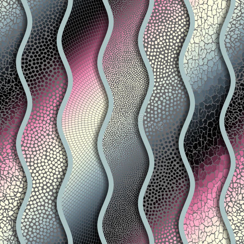 Wavy Mosaic Art Collage. Abstract Art Background.. Vector Image Stock ...