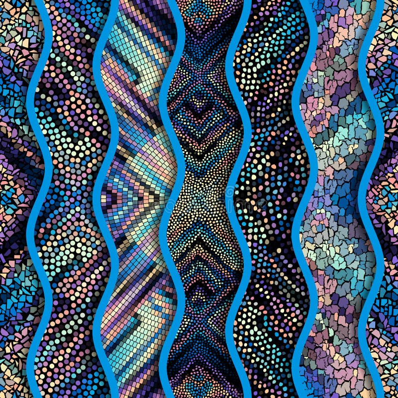 Wavy Mosaic Art Collage. Abstract Art Background.. Vector Image Stock ...