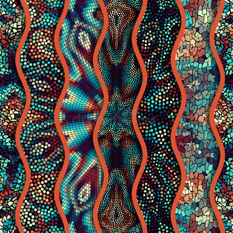 Wavy Mosaic Art Collage. Abstract Art Background.. Vector Image Stock ...