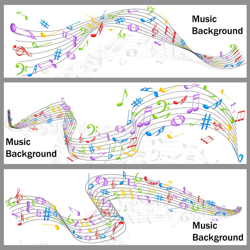 Wavy Music Notes Banner stock vector. Illustration of entertainment ...
