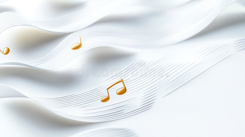Wavy Music Staff Floating on White Background with Musical Notes Stock ...