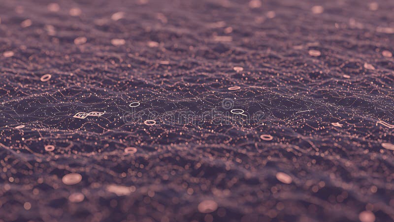 Network of Connected Nodes with Wavy Lines and Data Points, Dark Purple ...