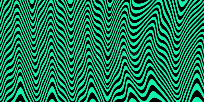 Wavy Optical Illusion Pattern. a Flow of Black and Green Stripes ...