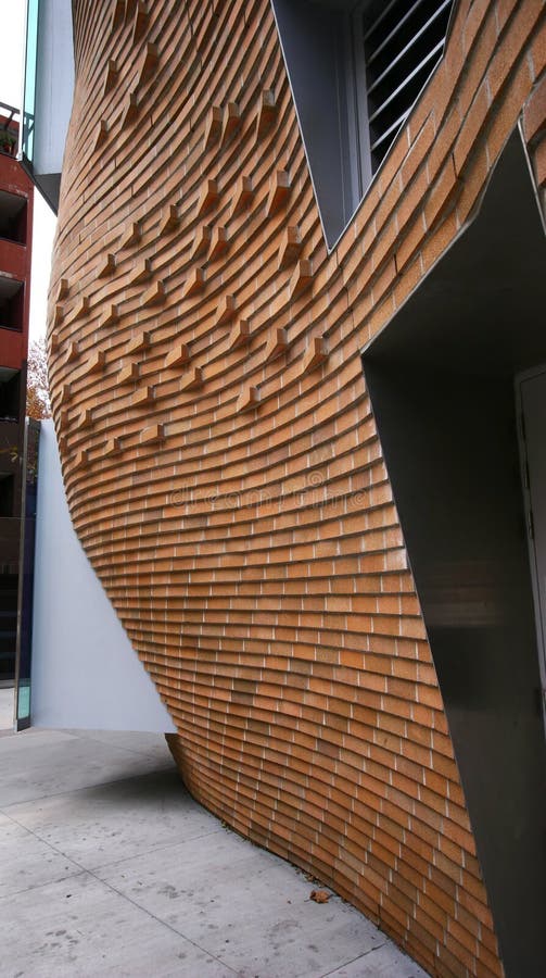 Wavy Orange Brick Wall Bulge of Dr Chau Chak Wing Building with Offset ...