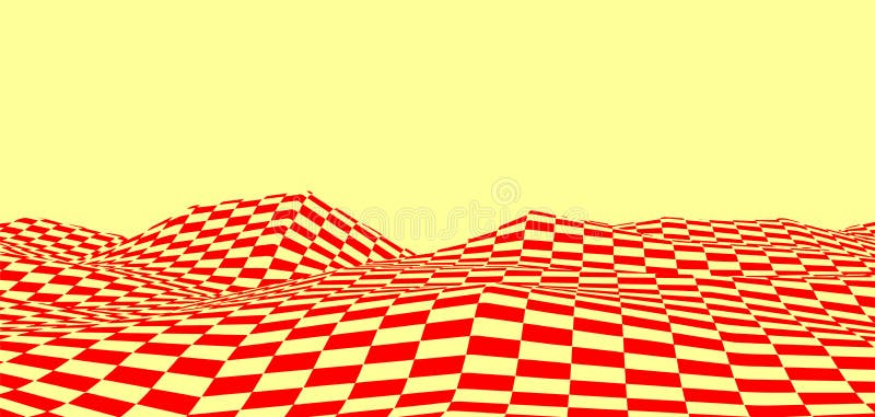 Wavy Orange Chess Board on Yellow Background. Chessboard Concept. Wave ...