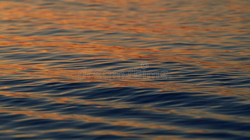 Wavy Orange Rippling Sea Water. Glittering Sea Surface. Sunlight Makes ...