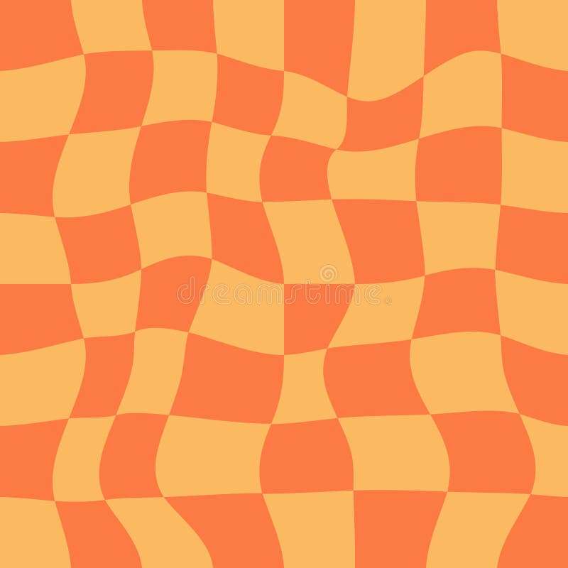 Wavy Orange and Yellow Checkered Seamless Pattern Stock Illustration ...