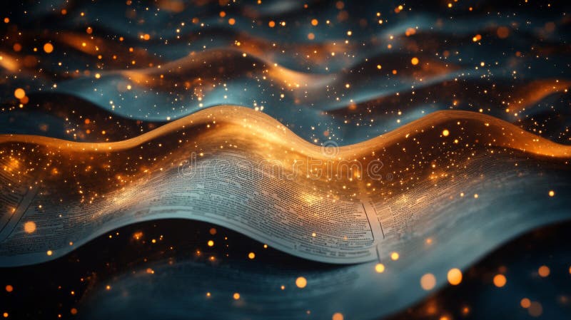 Wavy Page with Golden Glitter and Text Stock Illustration ...