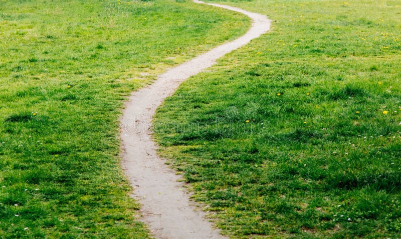 Wavy Path Trodden by People Across the Meadow. Stock Photo - Image of ...