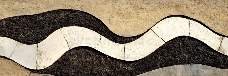 Wavy Pattern of Earth Tones and Light Pavement Blocks Background Stock ...