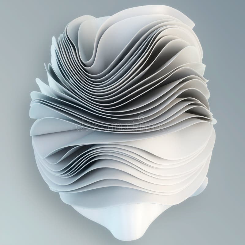 Wavy Pattern of a Stack of Sheets of White Fabric. 3d Rendering ...