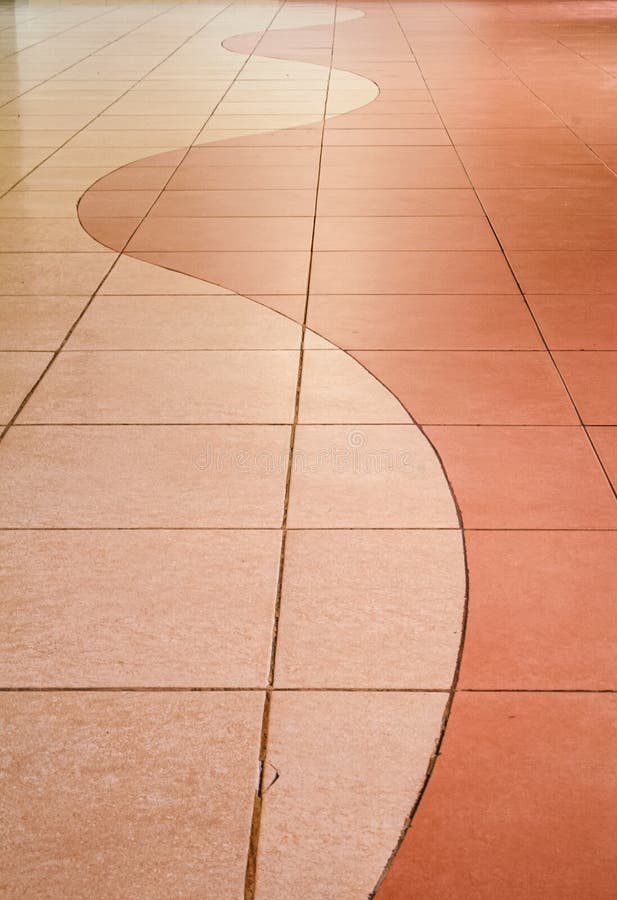 Wavy Pattern of Light and Dark Beige Tiles on Floor Stock Photo - Image ...