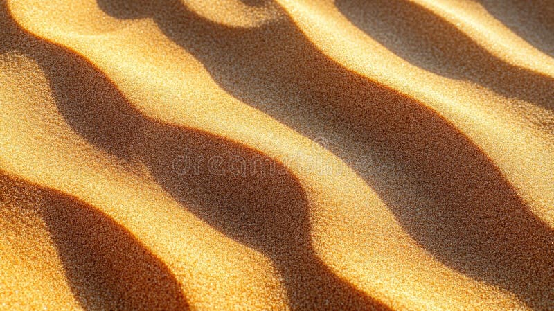 Wavy Patterns on Golden Sand Dunes Under Sunlight Stock Photo - Image ...