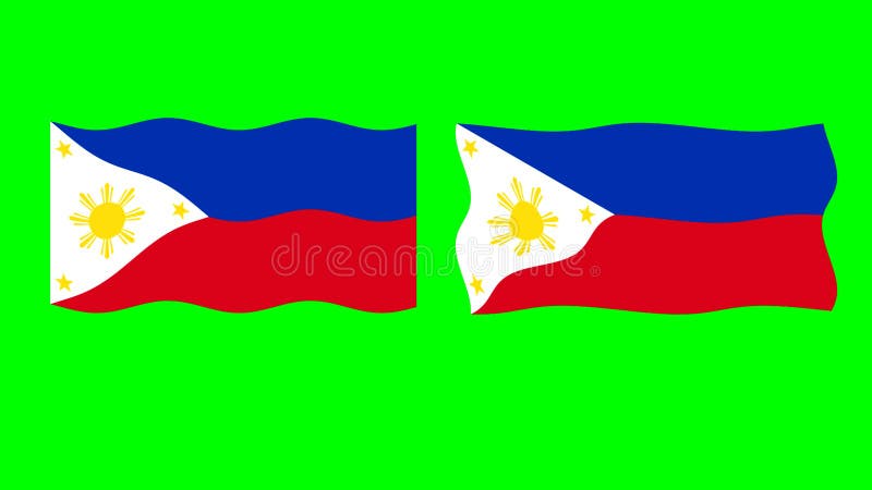 Wavy Philippines Flag with Pole on Green Screen Background Stock ...