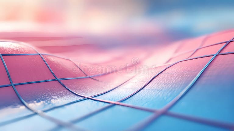 Wavy Pink and Blue Abstract Surface with Grid, Soft Lighting Stock ...