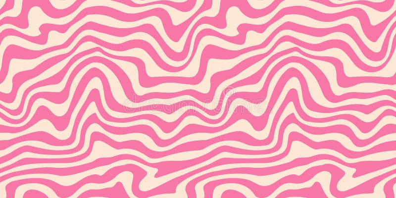 Wavy Pink Line Seamless Pattern. Trippy Groovy Liquid Wave Background ...