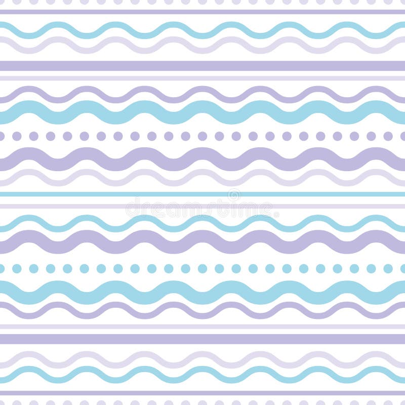 Wavy Purple and Blue Wavy Lines and Dots. Seamless Texture with White ...