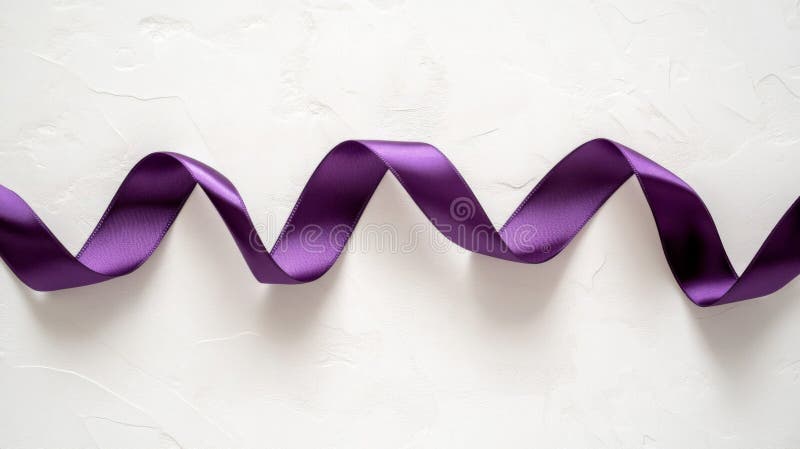 Wavy Purple Ribbon on Textured White Background for Gift and Decoration ...