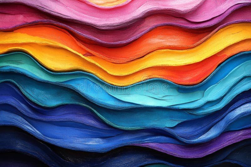 Wavy Rainbow Stripes Creating Vibrant Abstract Painting Stock Image ...