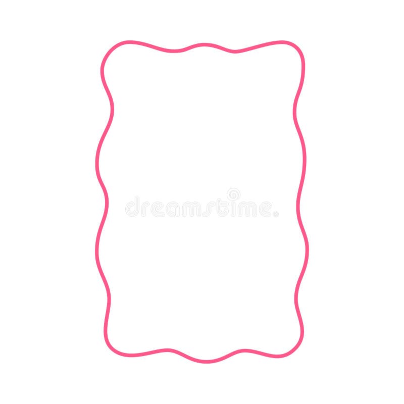Wavy Rectangular Frame with Ribbon Border in Pink, Simple Vector ...