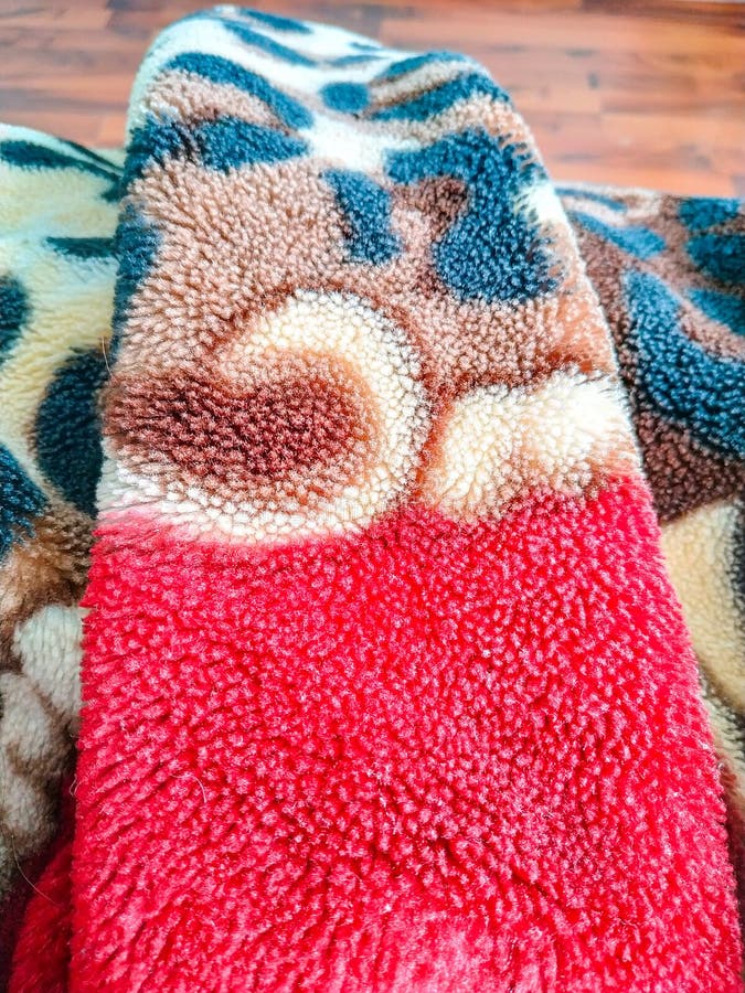 A Wavy Red Blanket at Interior Background. Stock Image - Image of ...