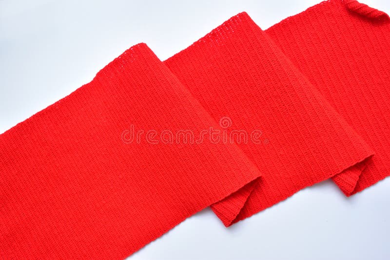 Wavy of Red Wool Knitted Yarn Texture, Woolen Fabric on White ...