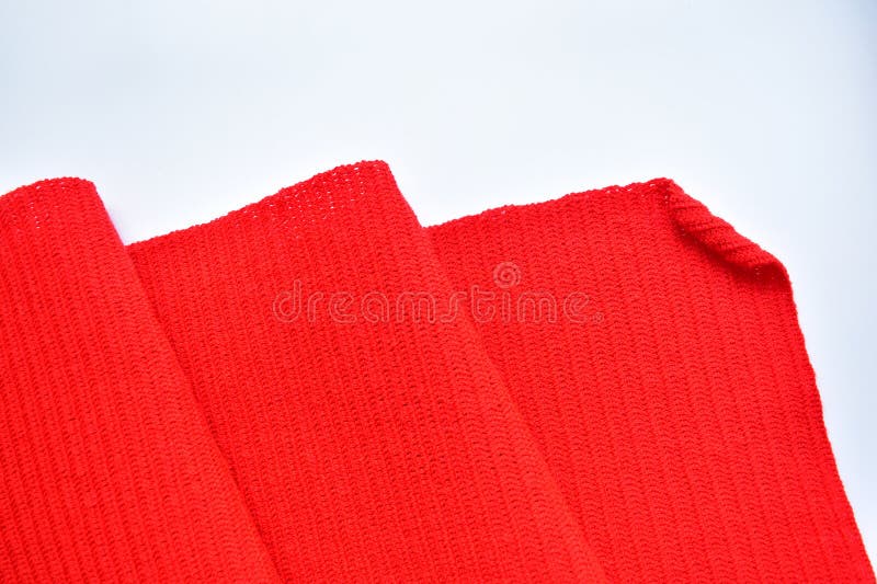 Wavy of Red Wool Knitted Yarn Texture, Woolen Fabric on White ...