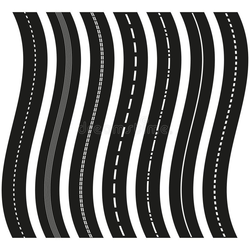 Wavy Road Pattern. Flexible Highway Lines. Black White Design. Vector ...
