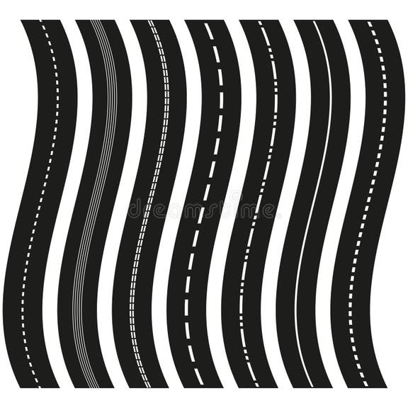 Wavy Road Pattern. Flexible Highway Lines. Black White Design. Vector ...