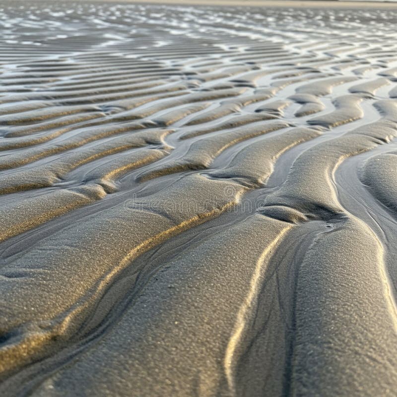 Wavy Sand Formations Create a Textured Pattern on a Beach, Shaped by ...