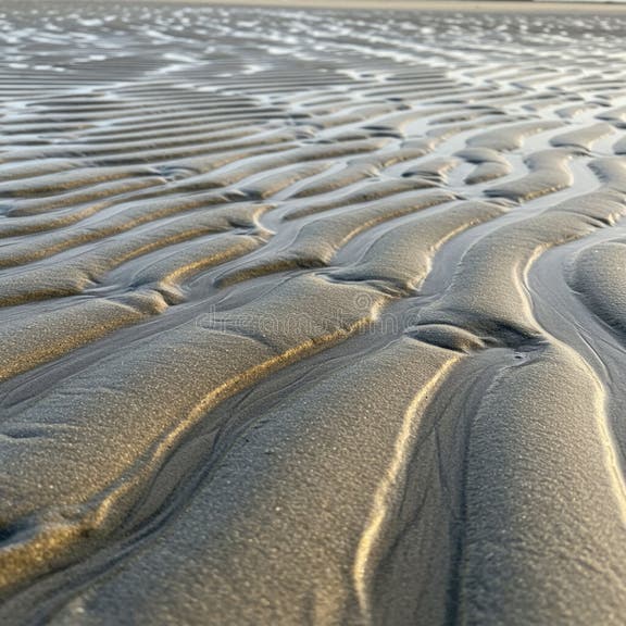 Wavy Sand Formations Create a Textured Pattern on a Beach, Shaped by ...