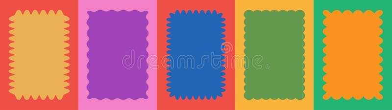 Wavy Scalloped Color Rectangular Frame Set Stock Illustration ...