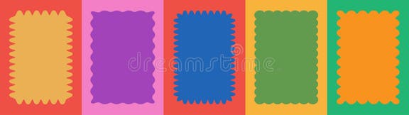 Wavy Scalloped Color Rectangular Frame Set Stock Illustration ...