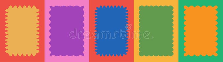 Wavy Scalloped Color Rectangular Frame Set Stock Illustration ...