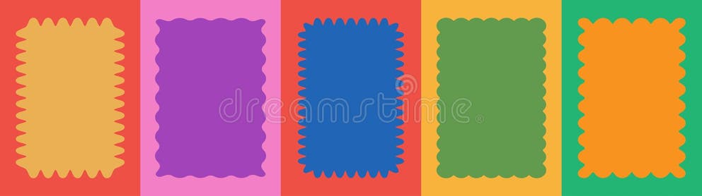 Wavy Scalloped Color Rectangular Frame Set Stock Illustration ...