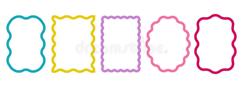Wavy Scalloped Rectangular and Oval Frames Collection. Stock Vector ...