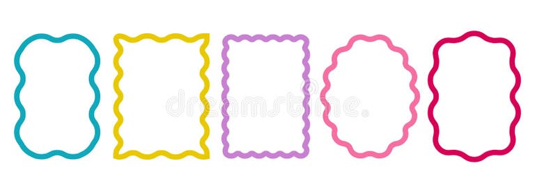 Wavy Scalloped Rectangular and Oval Frames Collection. Stock ...