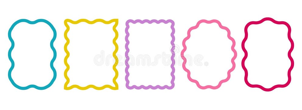Wavy Scalloped Rectangular and Oval Frames Collection. Stock ...