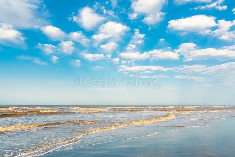 Wavy Sea and Blue Sky with Clouds Stock Image - Image of serenity ...