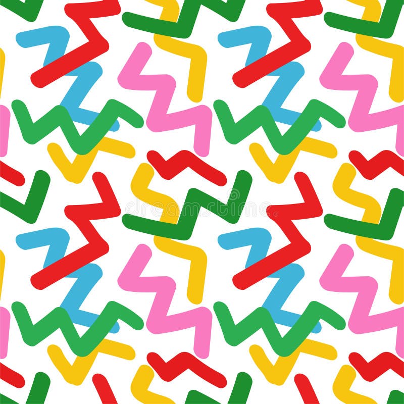 Wavy Seamless Cute Squiggle Pattern. Colored Print of Colorful Abstract ...
