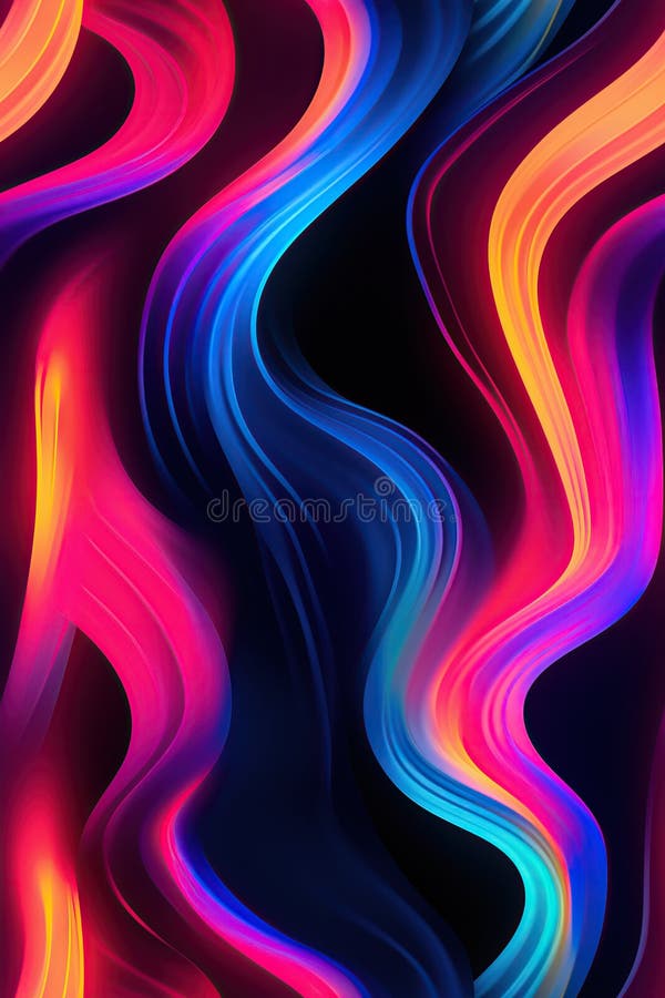 Wavy Seamless Pattern Texture with Neon Gradient Multicolored Curved ...