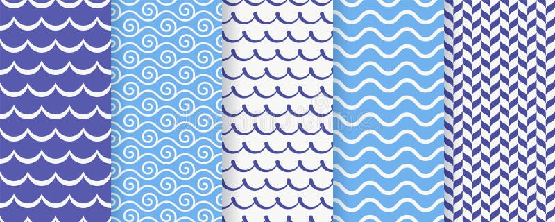 Wavy Seamless Pattern. Vector Illustration. Sea Geometric Prints Stock ...