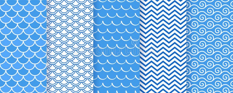 Wavy Seamless Pattern. Vector Illustration. Sea Geometric Prints Stock ...