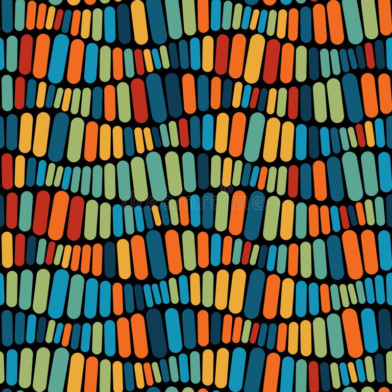 Multicoulored Rectangles Wavy Stripes. Seamless Vector Pattern. Stock ...