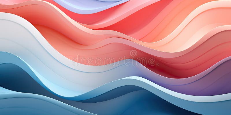 Wavy Shapes in Pastel Colors, 3D Render Stock Illustration ...