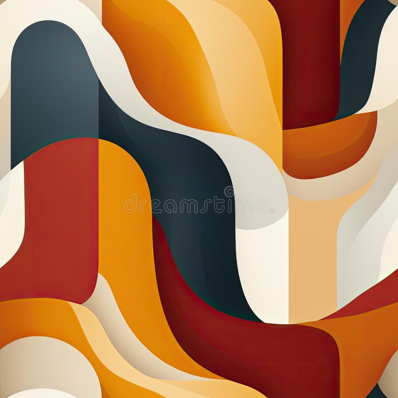 Wavy Shapes in Warm Color Palette and Bold Patterns (tiled) Stock ...