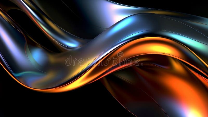 Wavy Smooth Multicolor Chrome Surface, Shiny Dynamic Metallic Wave ...